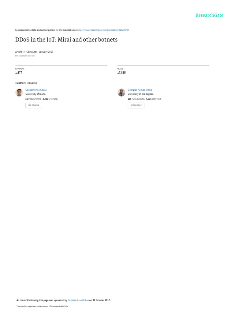 DDoS Attacks in IoT: Mirai Botnet Analysis | PDF | Denial Of Service ...