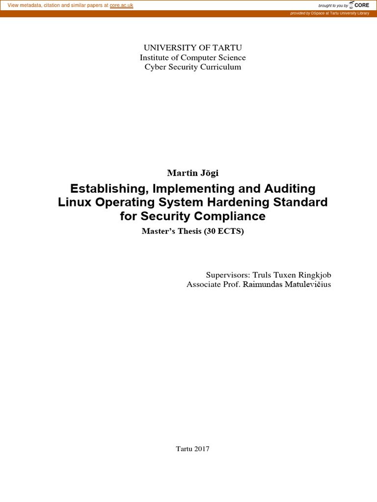 Establishing, Implementing and Auditing Linux Operating System ...