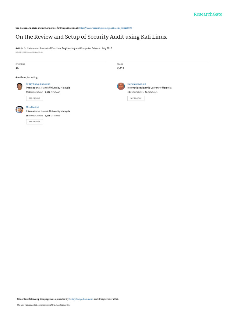 On The Review And Setup Of Security Audit Using Kali Linux Pdf