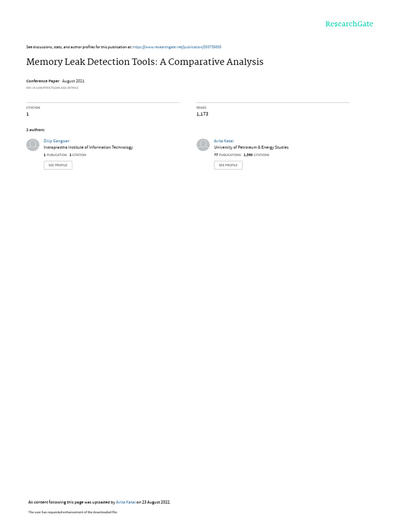 Memory Leak Detection Tools A Comparative Analysis | PDF | Pointer (Computer Programming) | Software