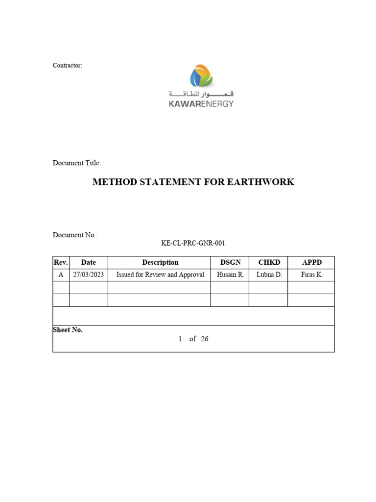 KE-CL-PRC-GNR-001 MS For Earthwork | PDF | Surveying | Road