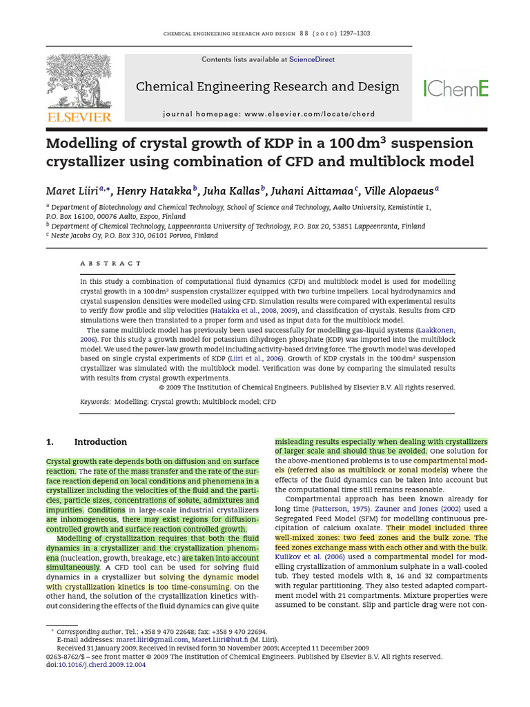Secondary Nucleation Due To Crystal Impeller And Crystal Vessel Collisions By Population