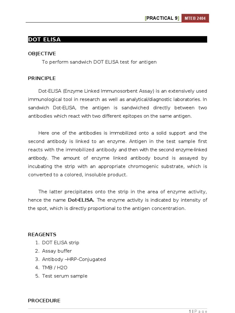 Dot Elisa | PDF | Elisa | Laboratory Techniques