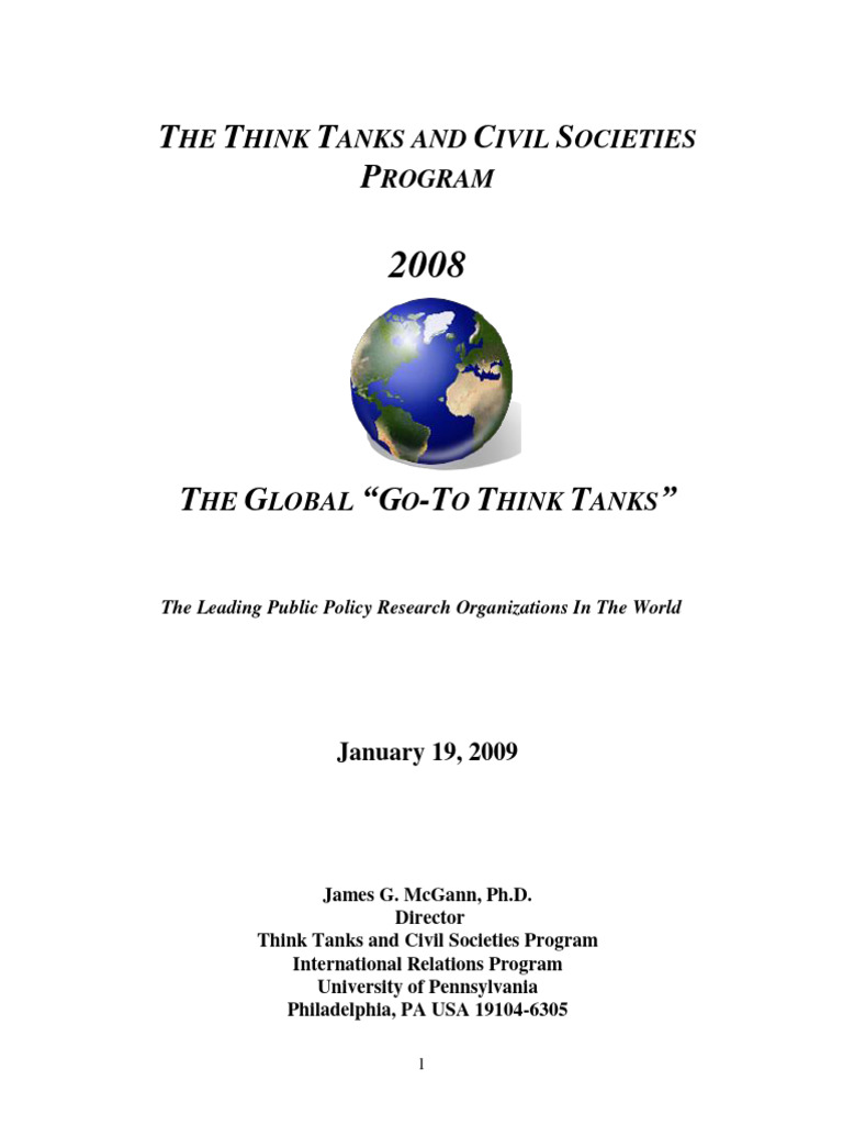 2008 Global Go To Think Tank Report Think Tank Index | PDF | Think Tank ...