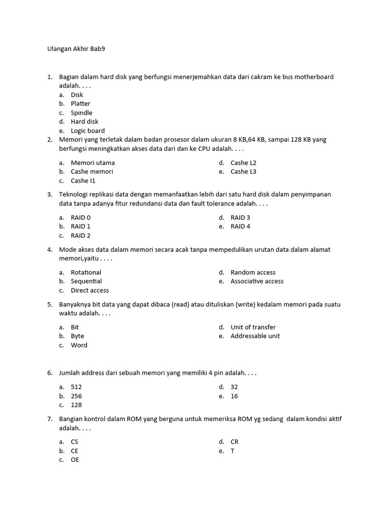 Ulangan Akhir Bab9 | PDF