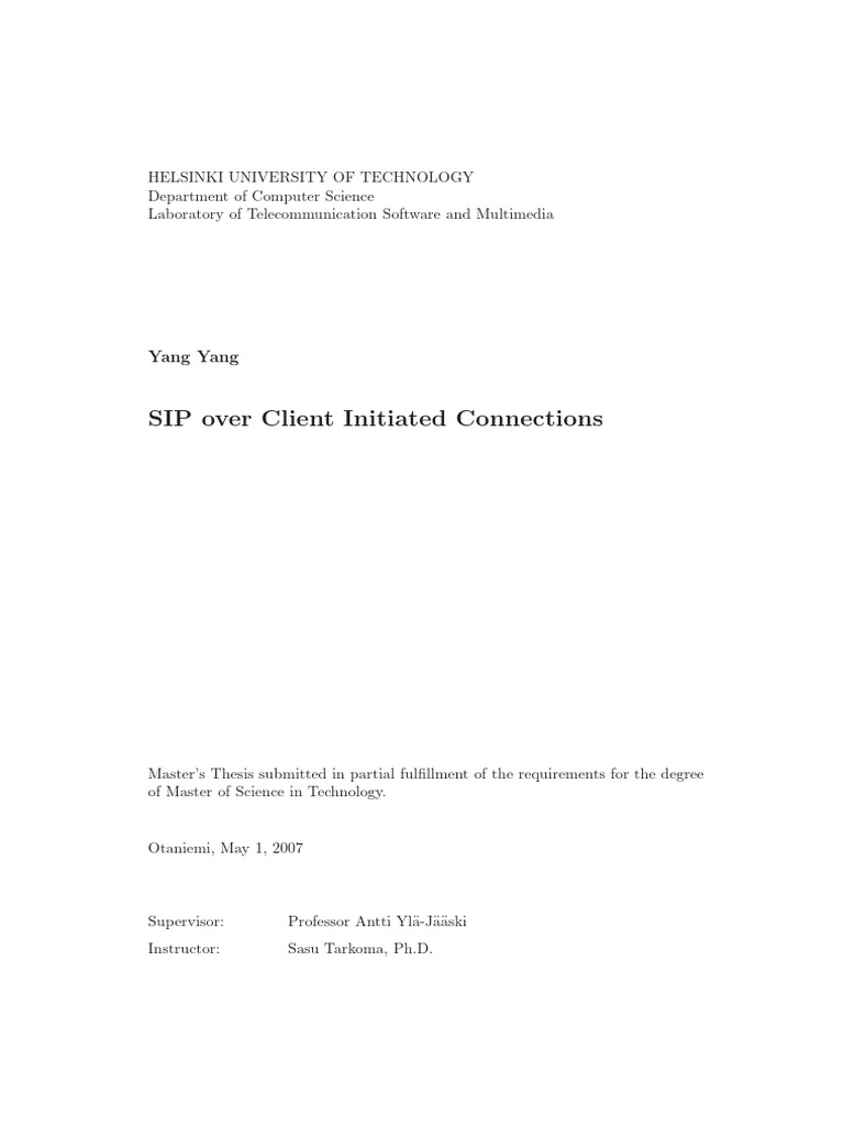 Yang Sip Pdf Session Initiation Protocol Transport Layer Security