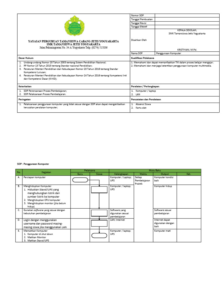 SOP Penggunaan Komputer | PDF
