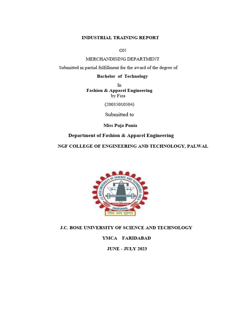 Fiza Final Report-2 | PDF | Clothing | Clothing Industry