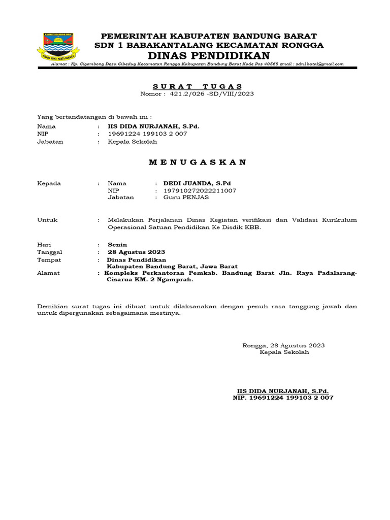 Surat Tugas Dan SPPD Ilis Setiawati | PDF