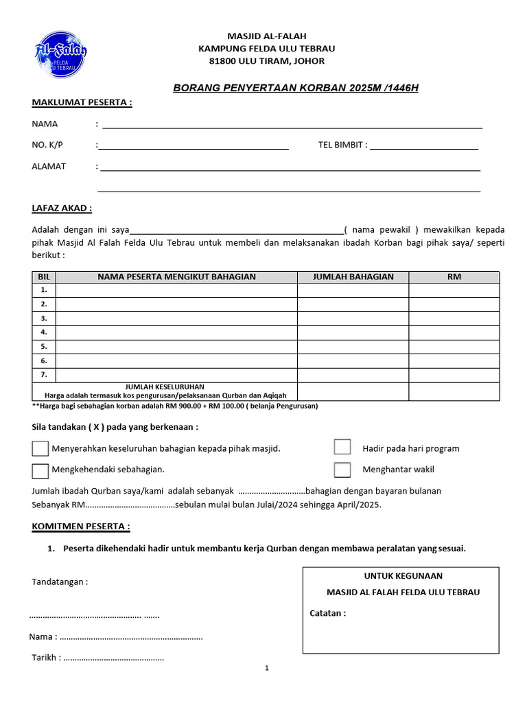 Borang Korban 2024 | PDF