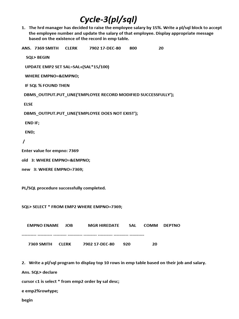 Cycle LLL | PDF | Pl/Sql | Computer Programming