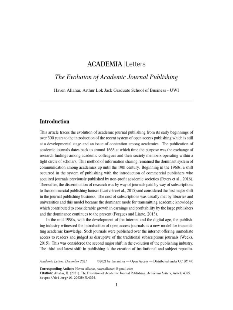 The Evolution of Academic Journal Publis | PDF | Open Access | Academic ...