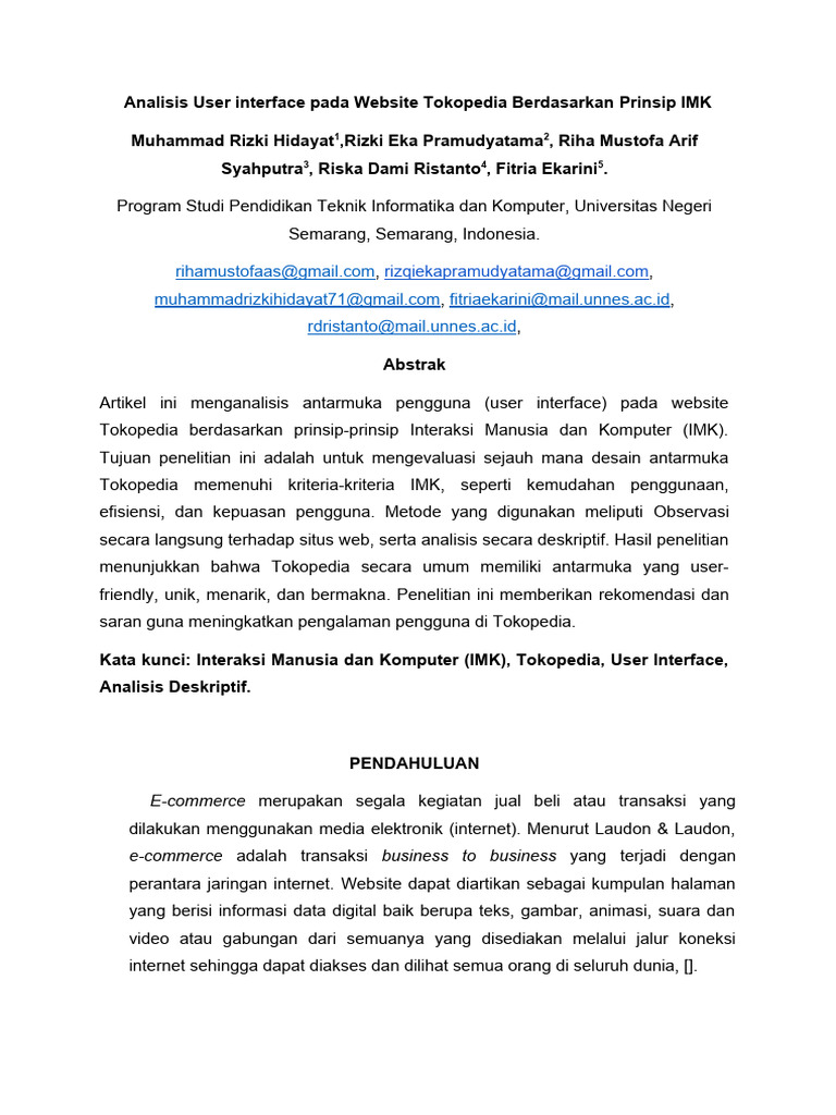 Analisis UI Website Tokopedia IMK | PDF