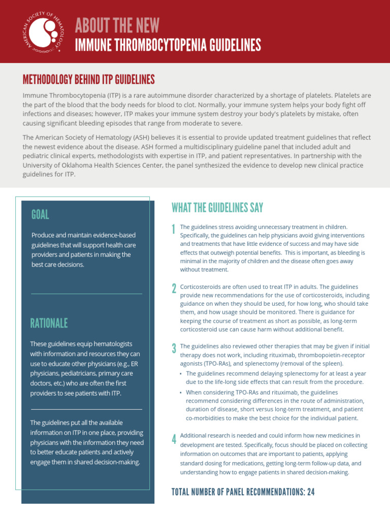 ITP Guideline Infographic - About The ITP Guidelines | PDF | Medicine ...