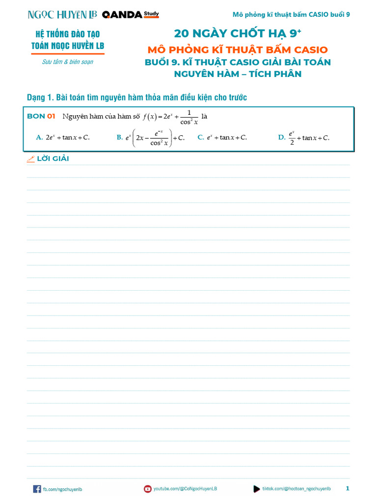 [Ngọc Huyền LB] Mô Phỏng Kĩ Thuật Bấm CASIO Giải Toán VD-VDC Buổi 9. Kĩ Thuật CASIO Giải BT ...