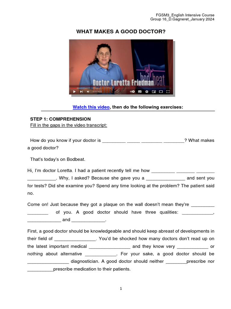 WS_What makes a good doctor | PDF | Physician | Medicine