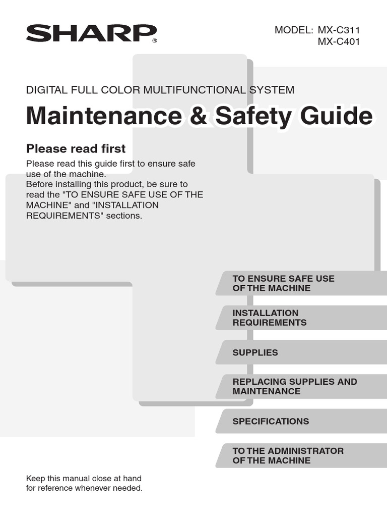 Cop Man MXC311 C401 Maint Safety Guide | PDF | Image Scanner ...