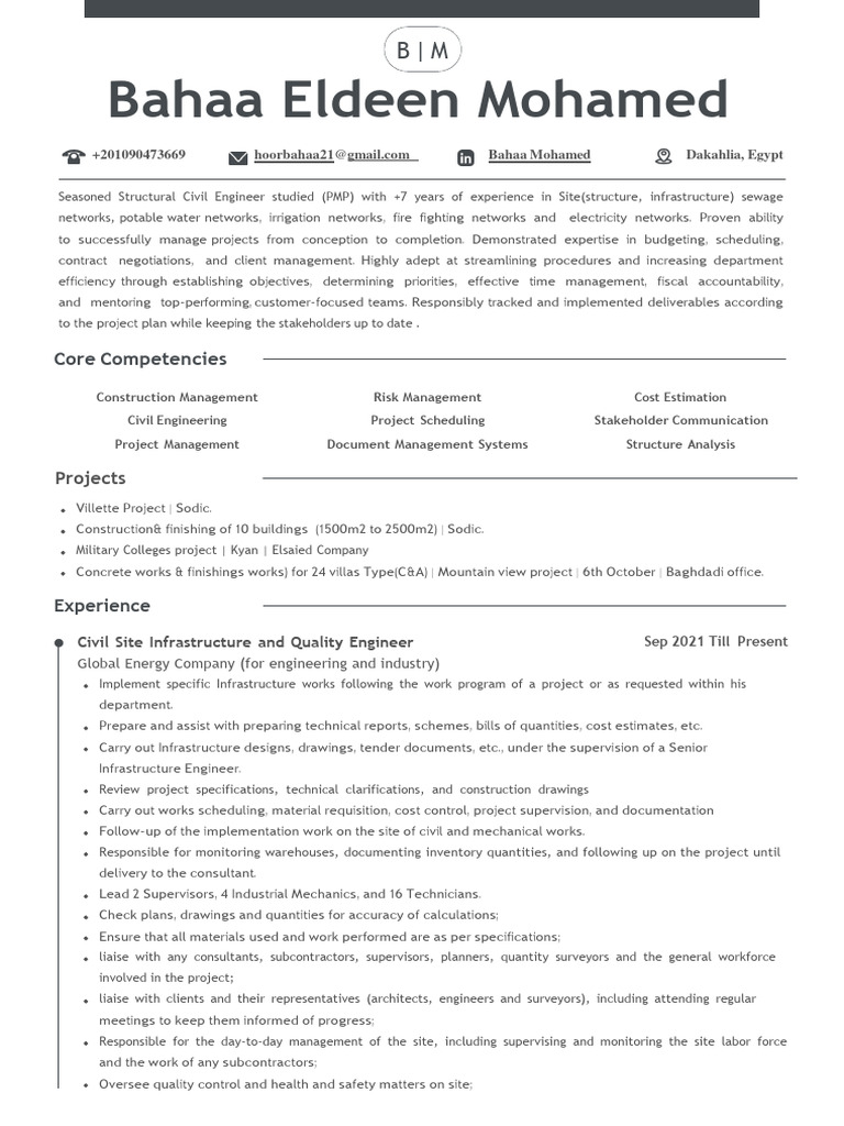 Bahaa Elden Mohamed - Civil Structural Engineer0 | PDF | Infrastructure ...