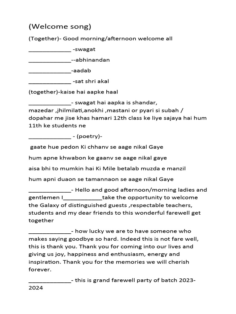 Farewell Script | PDF