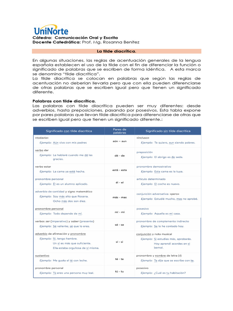 Tilde Diacrítica y Signos de Puntuación | PDF | Coma | Puntuación