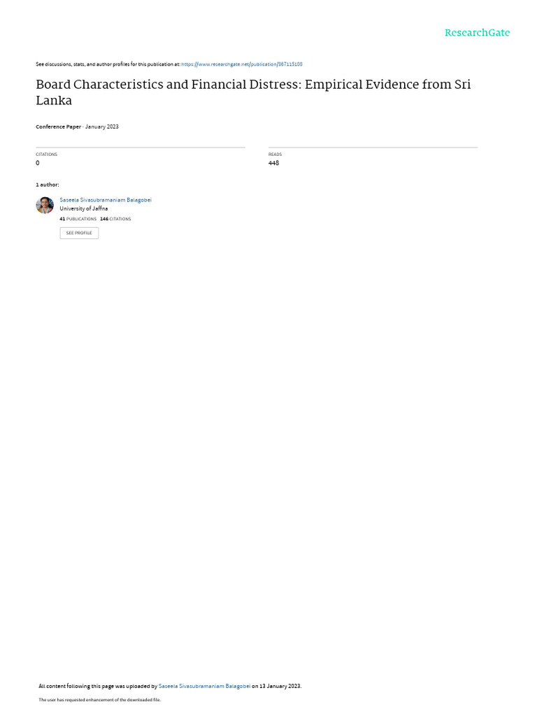 Board Characteristics and Financial Distress | PDF | Corporate ...