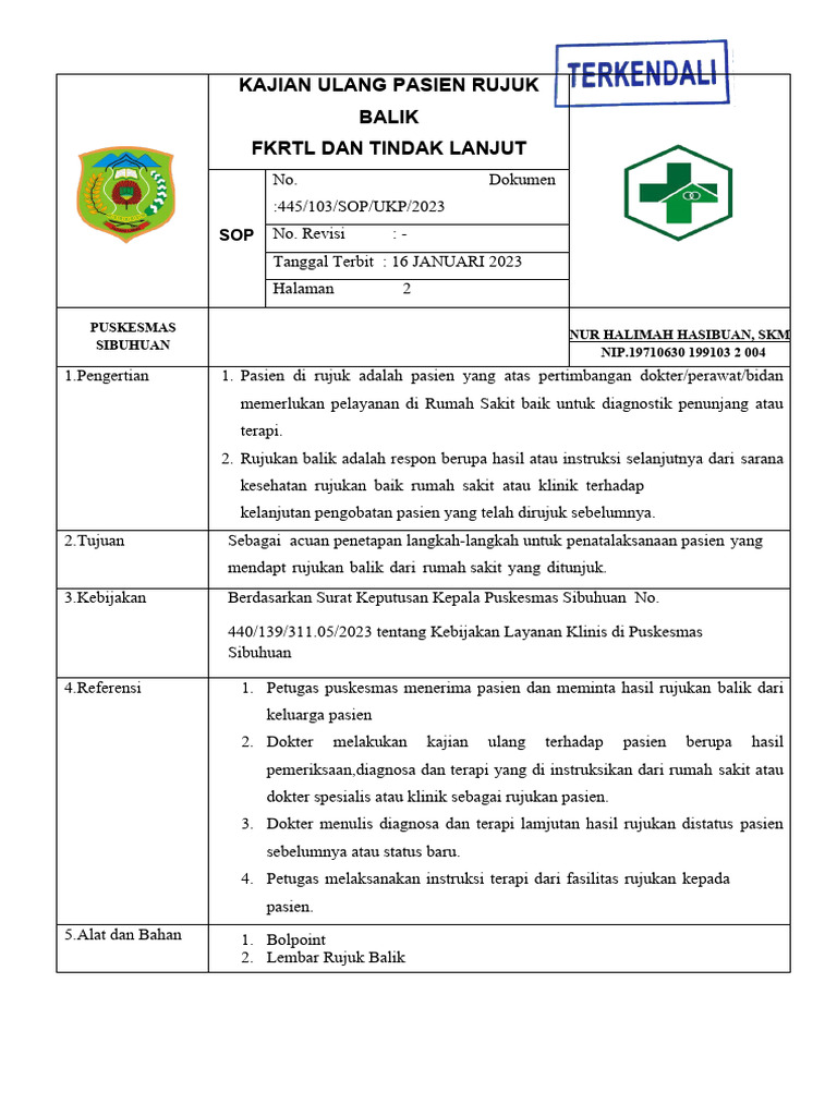 3 7 2 A Sop Kajian Ulang Pasien Rujuk Balik Pdf Sains Matematika