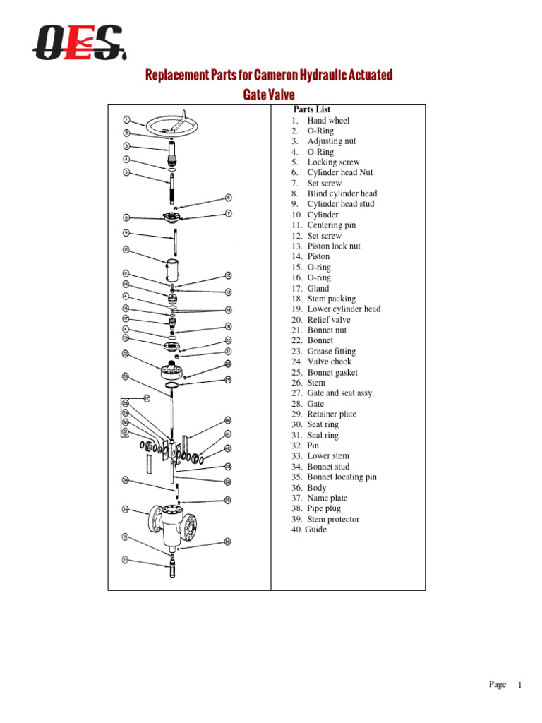 Cameron Gate Valve Replacement Parts | PDF | Valve | Piston