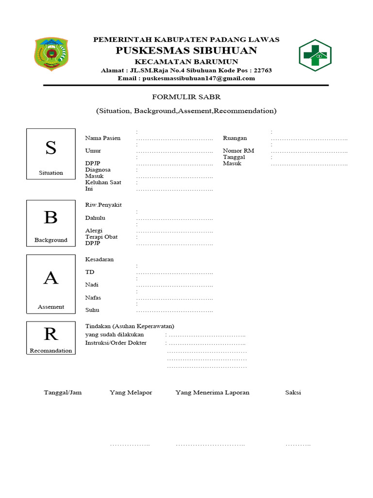 Formulir Sbar | PDF