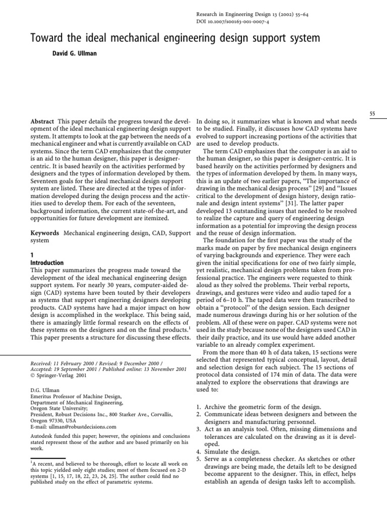 Toward The Ideal Mechanical Engineering Support Sy | PDF | Computer ...