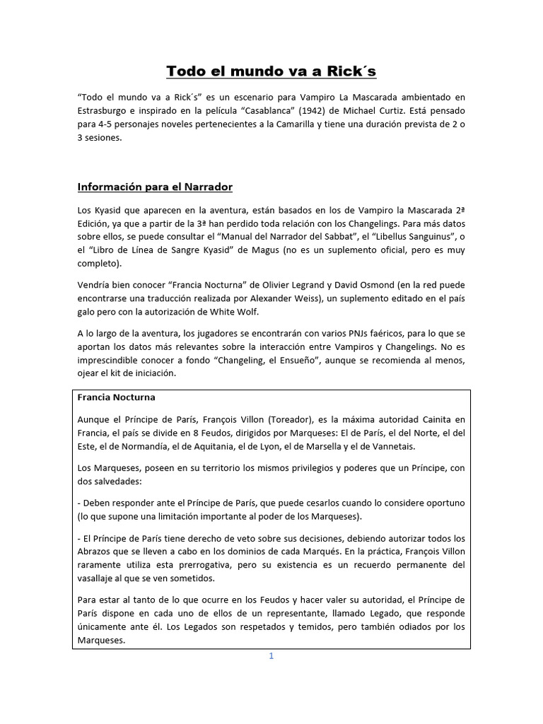 Todo El Mundo Va A Ricks | PDF