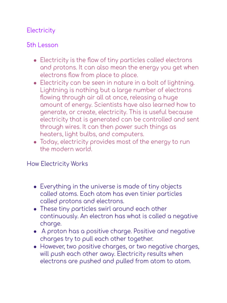 Electricity gr 4 science | PDF | Electricity | Electron