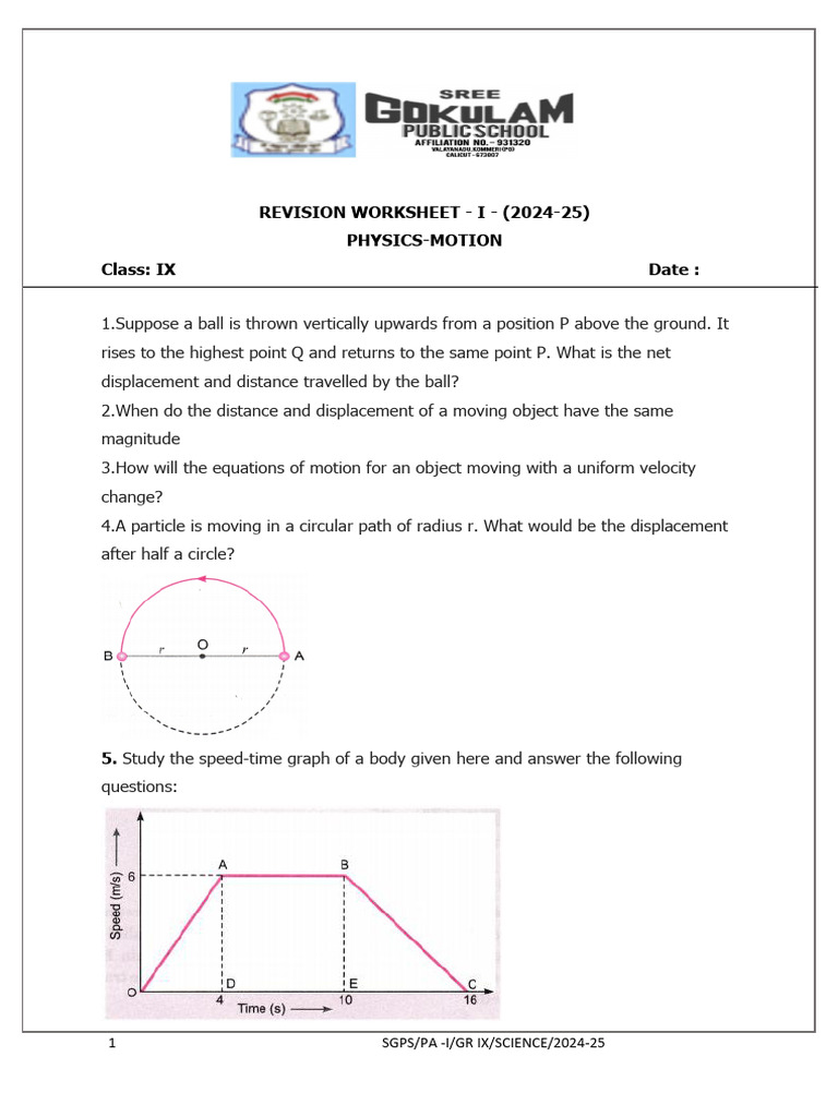Grade 9 Worksheet | PDF | Acceleration | Speed