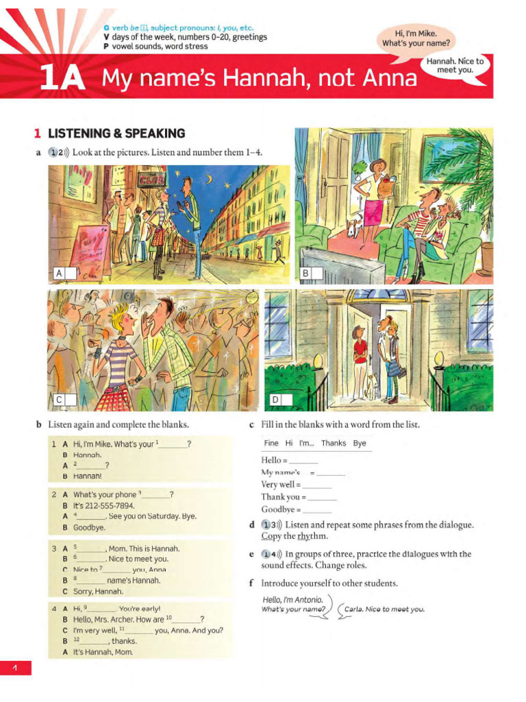 American English Files Level 1 - Student's Book | PDF