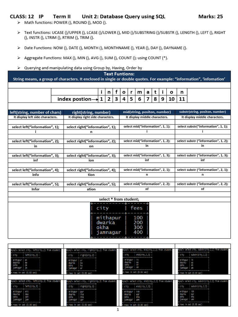 Unit 2 Mysql Dbms Pdf String Computer Science Databases 1571