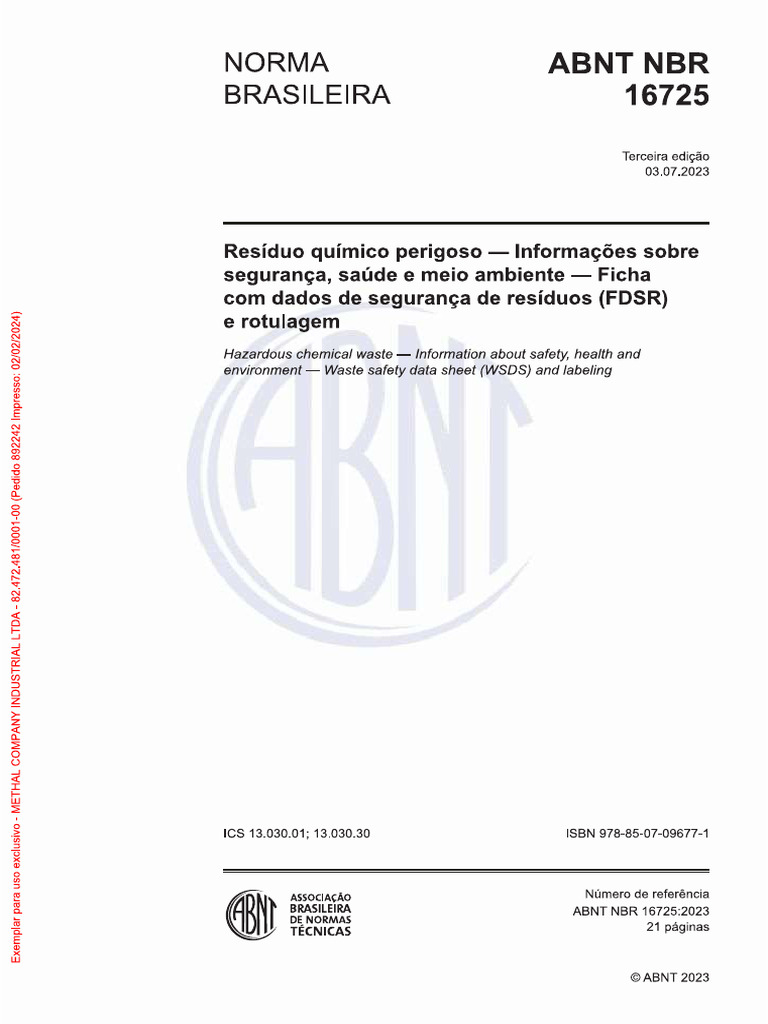 Abnt NBR 16725 - 2023 | PDF