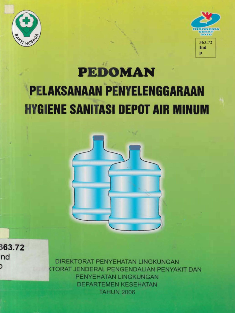 DEPKES RI Pedoman Pelaksanaan Higiene Sanitasi Depot Air Minum | PDF