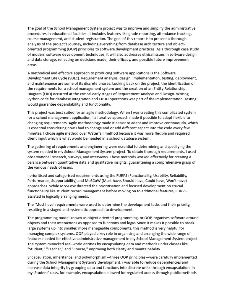 The goal of the School Management System project was to improve and ...