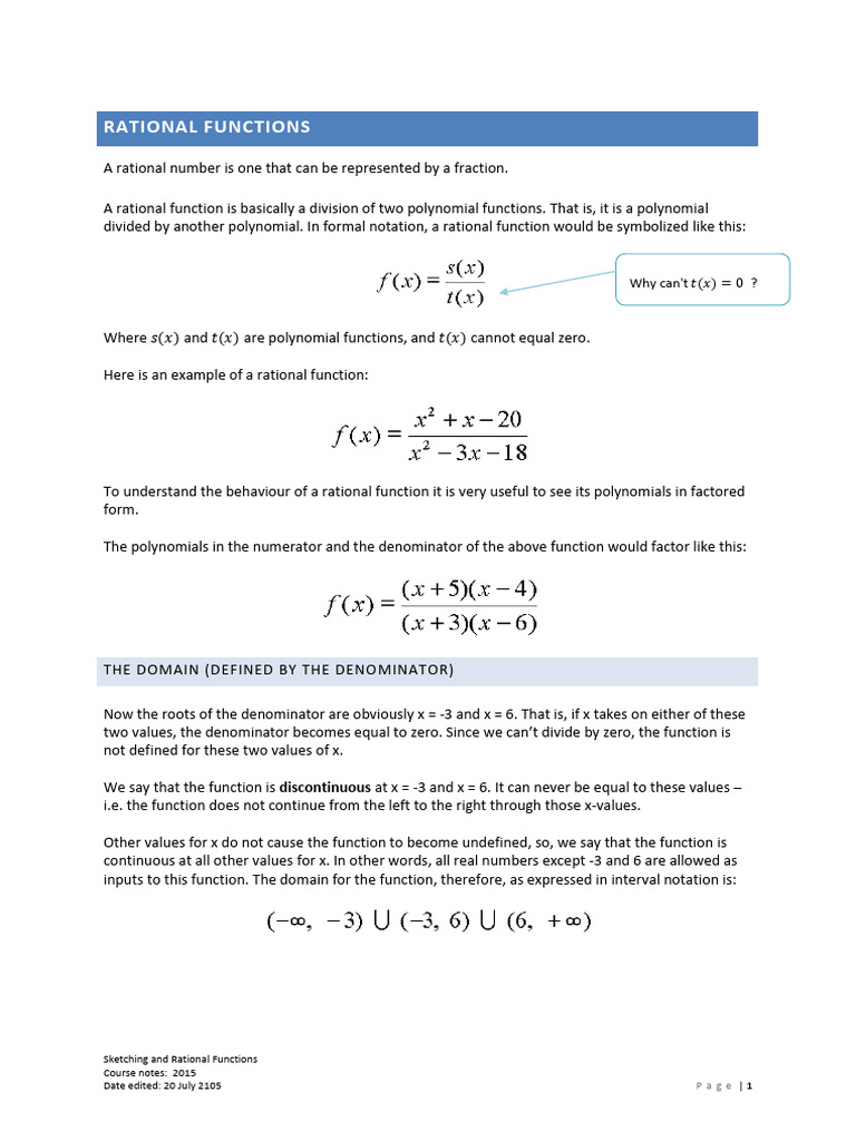 Rational Functions 2015 | PDF | Function (Mathematics) | Polynomial