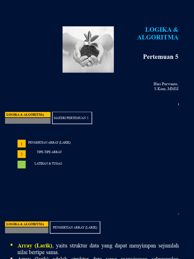 Hari Purwanto S Kom MMSI 09012022162242 Pertemuan 5 Logika Algoritma-MHS Modif | PDF | Komputer