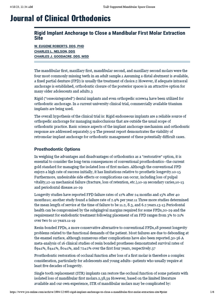 TAD Supported Mandibular Space Closure | PDF | Dental Implant ...