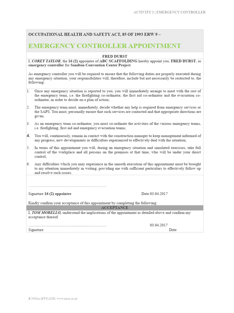 15. Appoint Emergency Controller - FRED DURSTodt | Download Free PDF ...