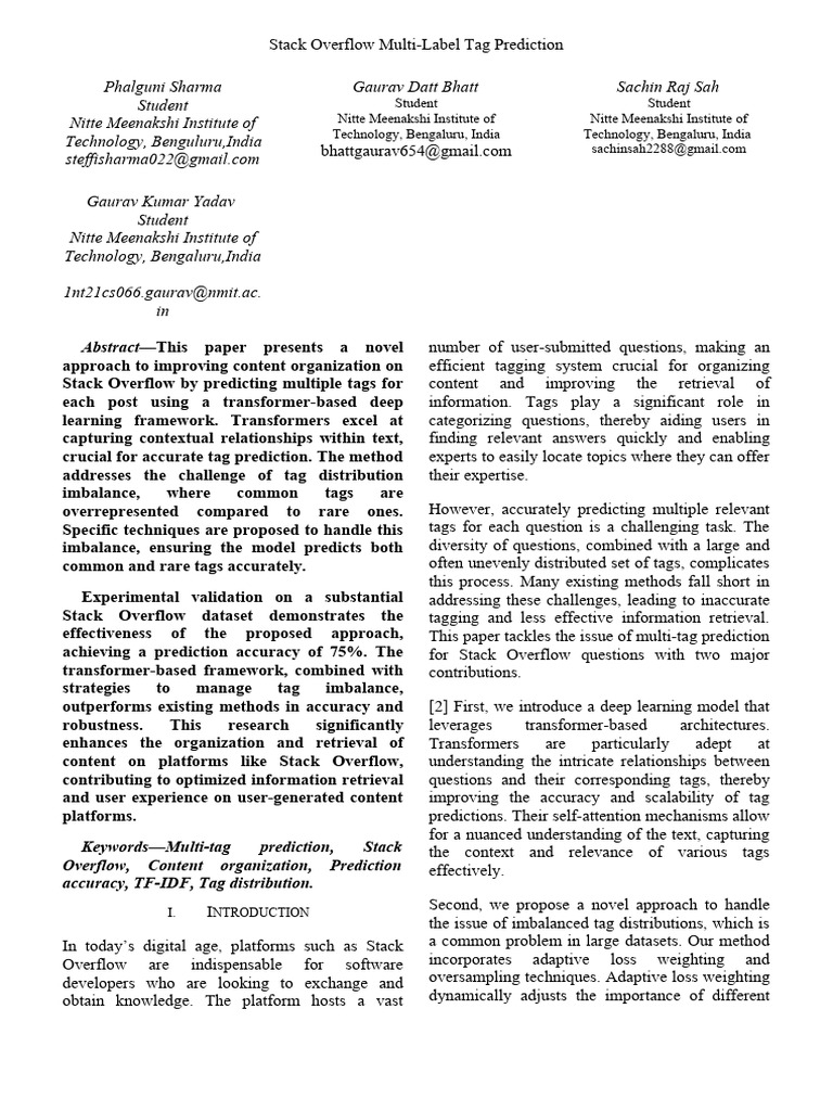 Stack Overflow Prediction Mode Pdf Tag Metadata Statistical
