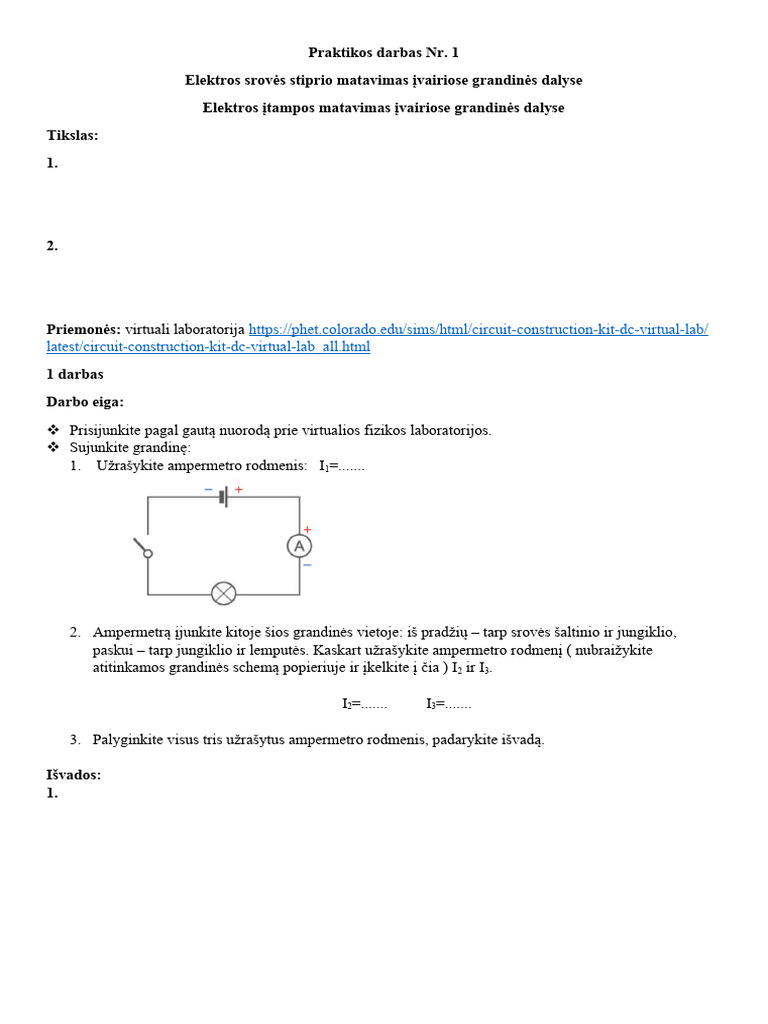 Praktikos Darbas Nr.1 (2 Darbai - 1 Pazymys) | PDF