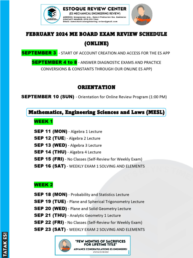February 2024 ES Review Schedule | PDF | Steam | Power Station