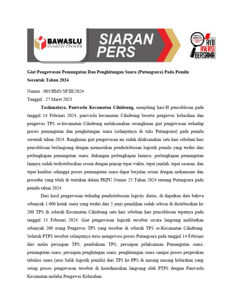 Pers Rilis Putungsura | PDF | Politik | Hukum