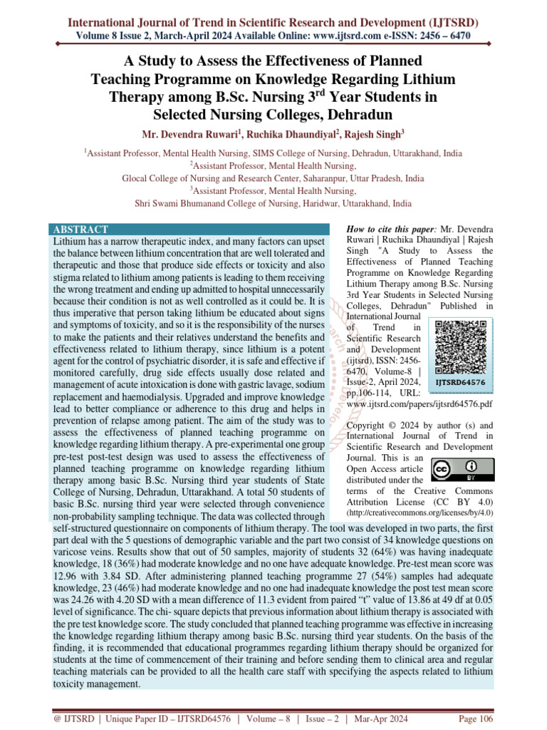 A Study To Assess The Effectiveness of Planned Teaching Programme On ...