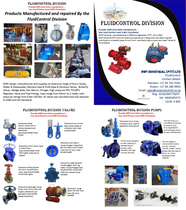 NWP FluidControl Division Marketing Rev 3 | PDF | Valve | Pump