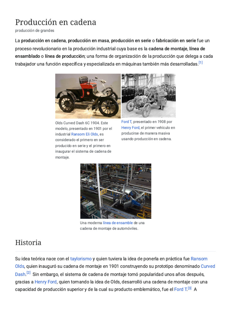 Producción en Cadena | PDF | Producción en masa | Ingeniería