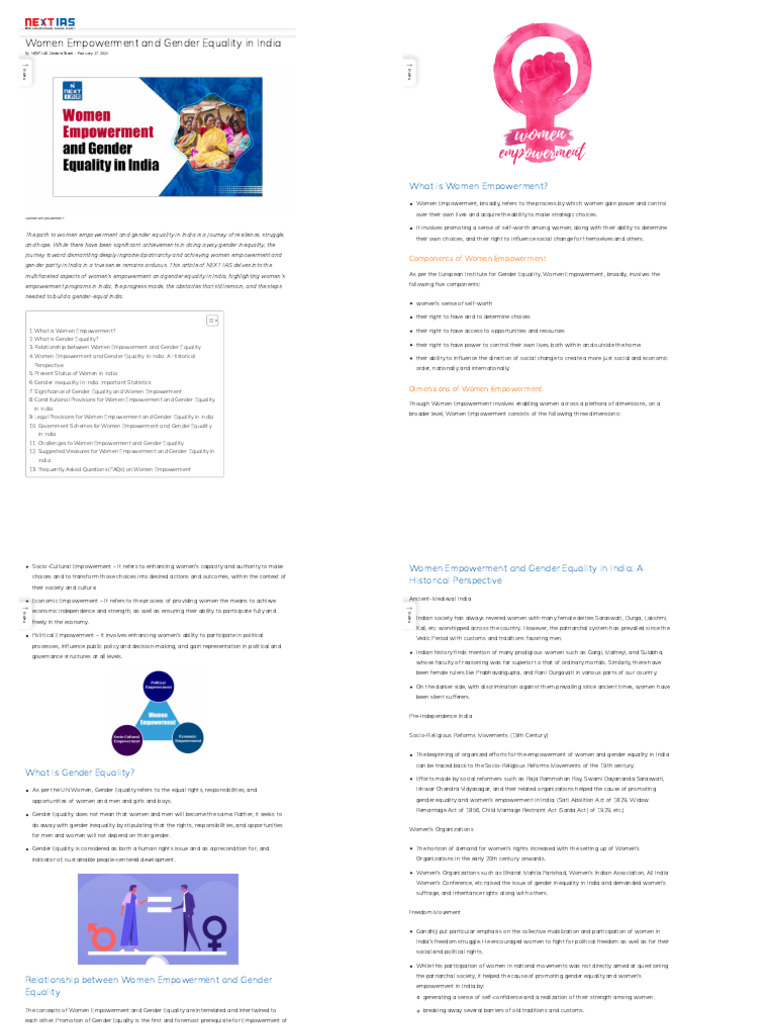 Women Empowerment and Gender Equality in India | PDF | Woman | Gender ...