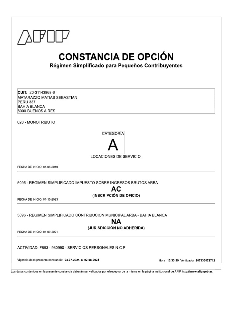 Constancia Afip Iibb | PDF
